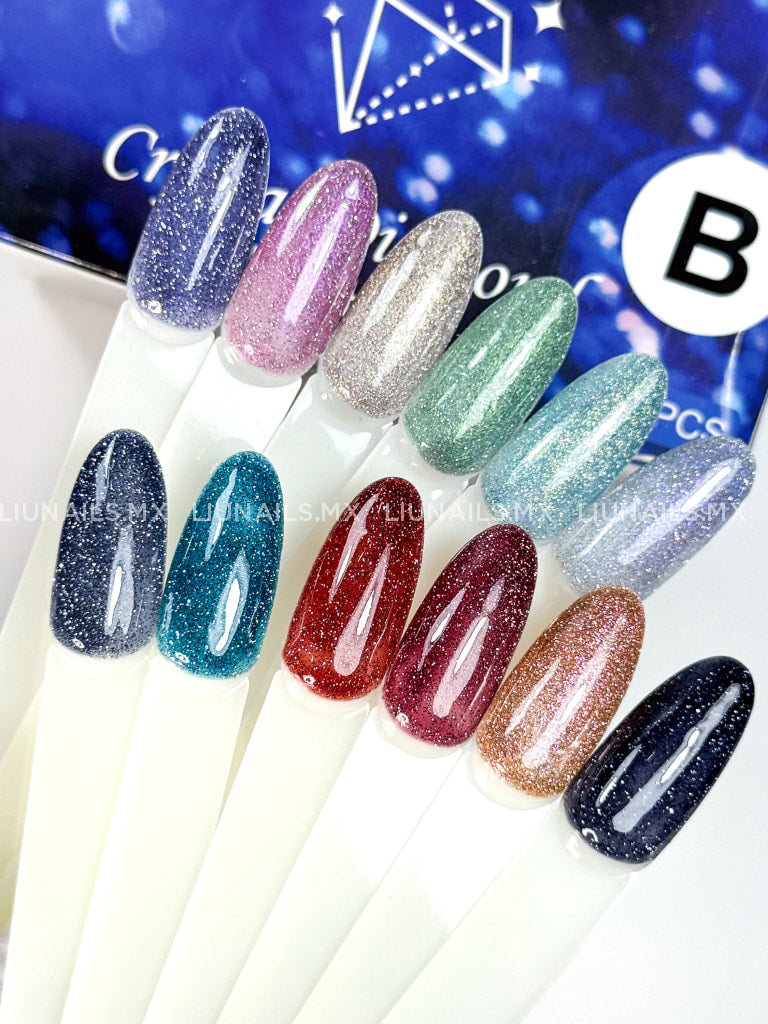 Gama B - 12 Colores Crystal Diamond Night, MISS CHERRY – LIUNAILS